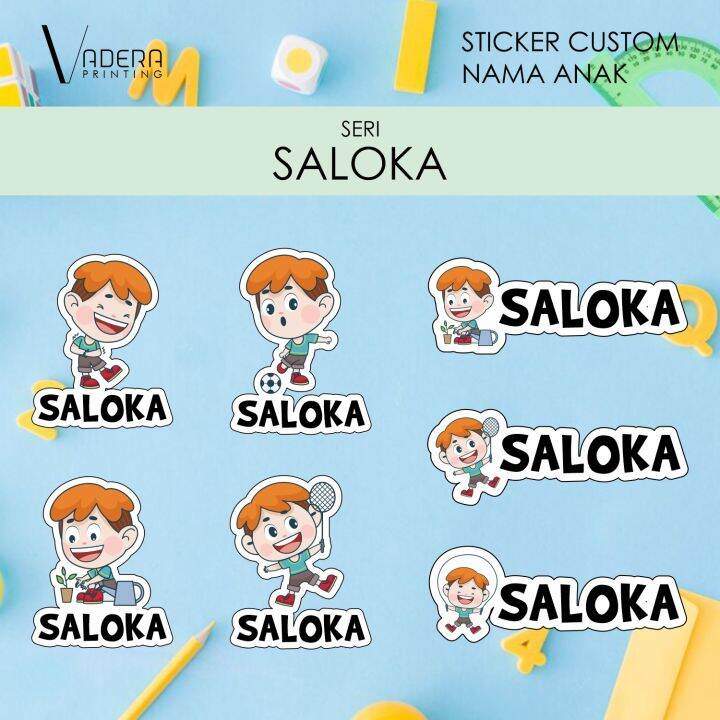 24-48 Stiker - Sticker Custom Nama Anak Seri SALOKA Karakter Cowok ...