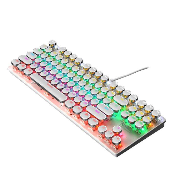 Wired 87 Keys Green Axis Punk Mechanical Keyboard Metal Panel Round ...