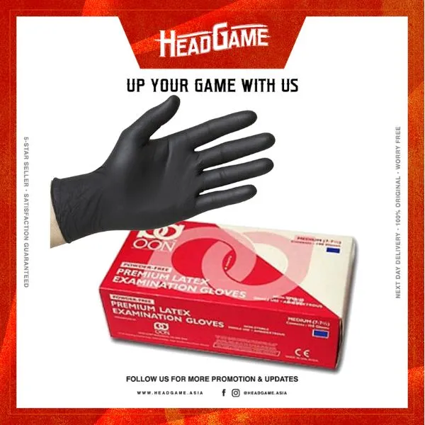 Disposable Premium Black Rubber Hand Glove Non-Powdered Latex/Sarung ...