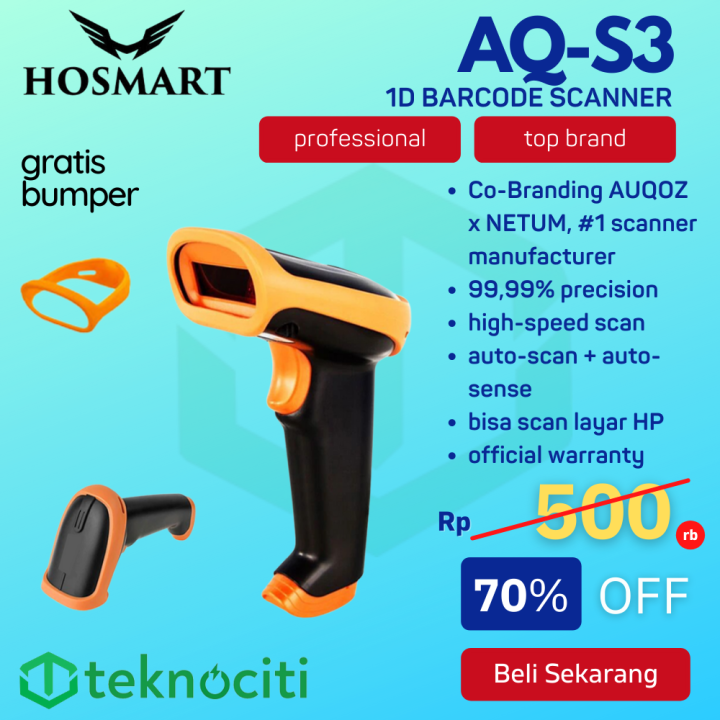 AUQOZ S1 / S3 Auto-Scan Barcode Scanner 1D Original Panda Design ...