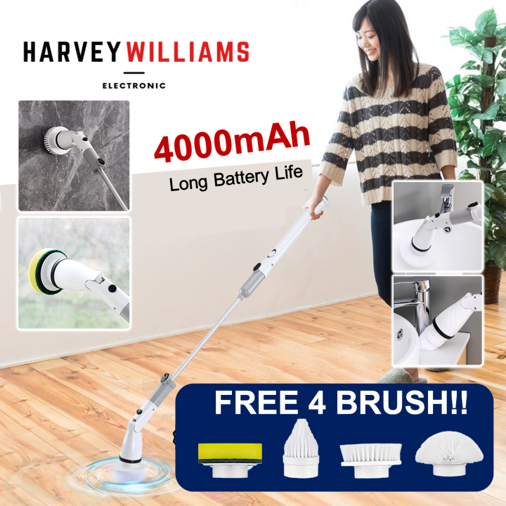 4000mAH Cordless Electric Spin Scrubber Power Brush Rechargeable ...