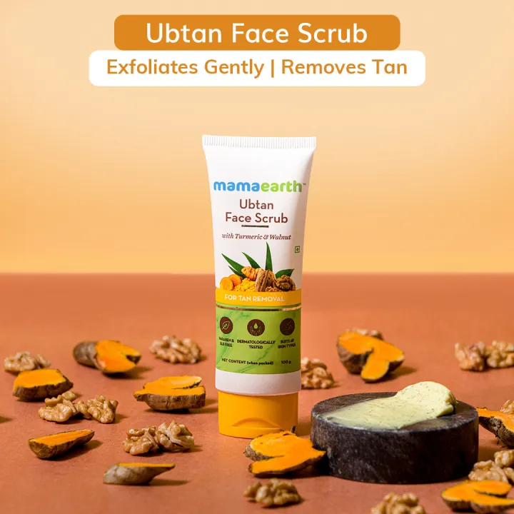 Mamaearth Ubtan Face Scrub with Turmeric & Walnut for Tan Removal - 100g มาม่าเอิร์ธ อุบตัน เฟส ...