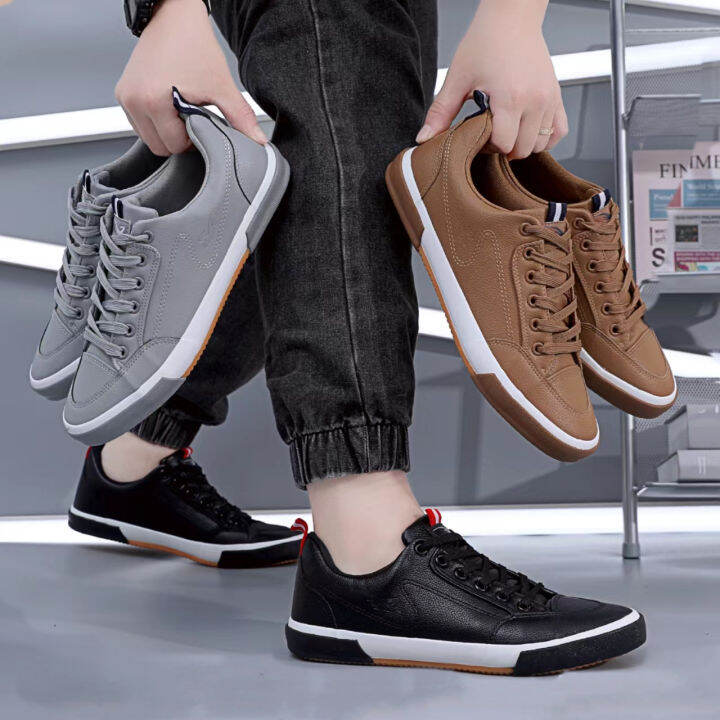 Venceway Men Shoes Sneakers Fashion Korean Vulcanized Leather Men Shoes ...