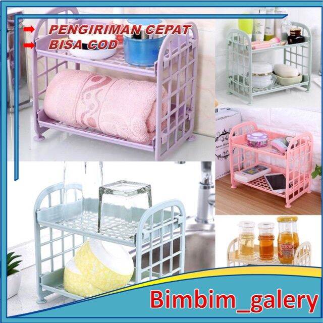 BIMBIM Rak Meja Plastik Mini 2 Tingkat Multifungsi Rak 2 Susun Rak Meja ...