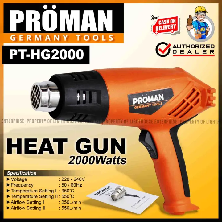 Original! PROMAN Germany 2000W Heat Gun/Adjustable Hot AirGun (PT ...