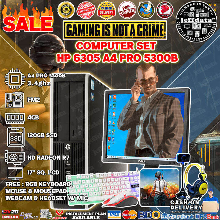 Computer Set AMD A4 5300B 4gb RAM 120gb SSD Radeon R7 17" Square ...