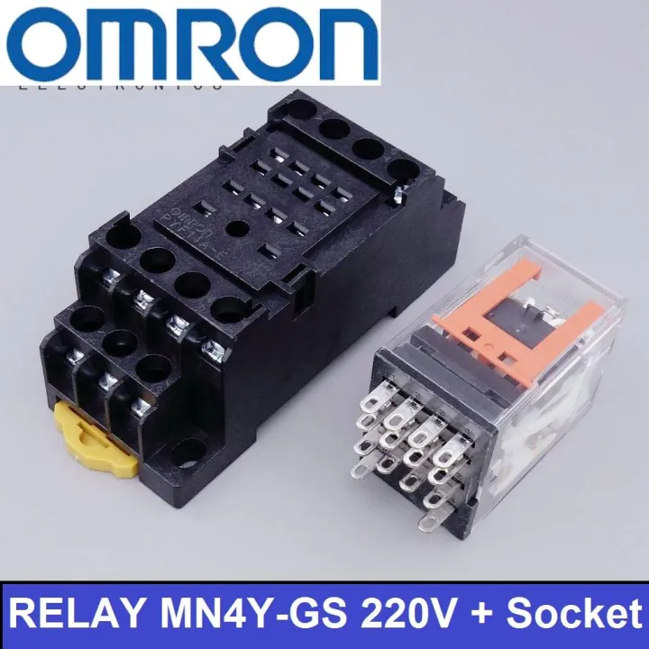 OMRON RELAY MY4N-GS AC220V + socket รีเรย์ 14 ขา 220V + ฐาน จากศูนย์ แท้ในไทย | Lazada.co.th