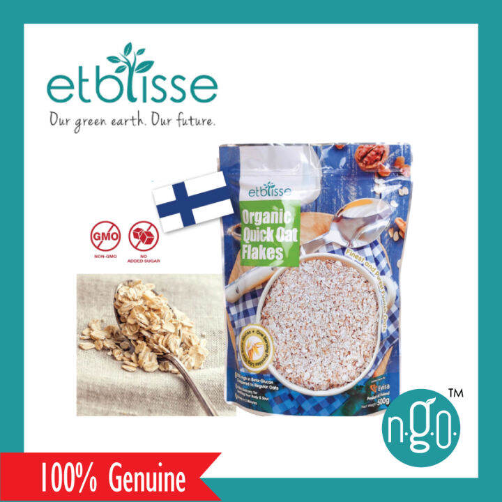 Etblisse Organic Quick Oat Flakes, 500g (No Cooking Required) | Lazada