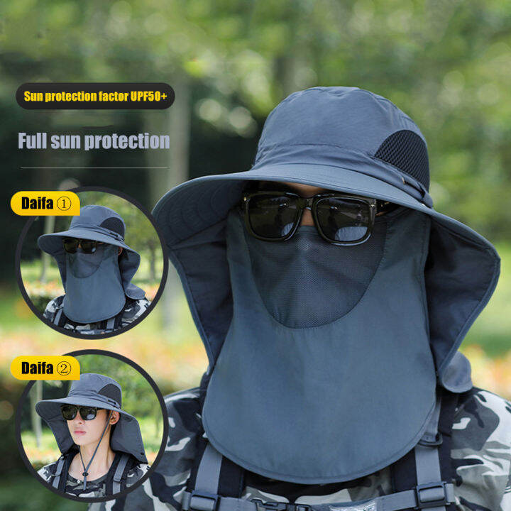 Topi Memancing สำหรับผู้ชายผู้หญิงกลางแจ้งหมวกชาวประมงหมวกป้องกันแสงแดด ...