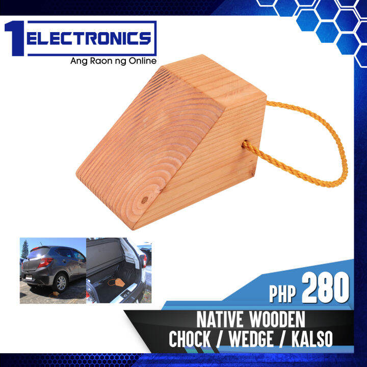 1Electronics 1pc KALSO WOODEN WHEEL CHOCK (4 inches x 4 inches x 6 ...