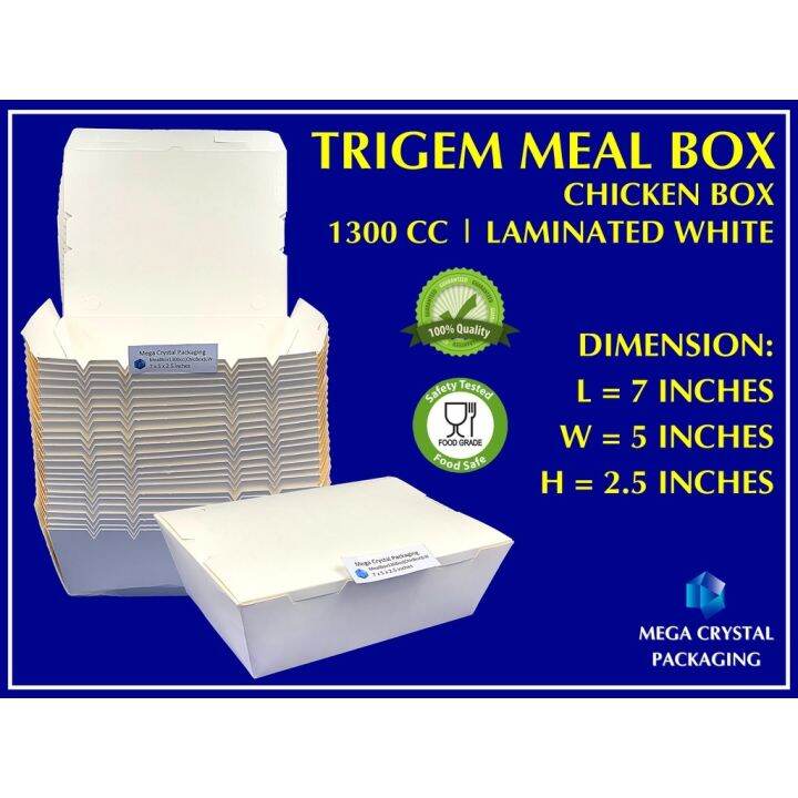 Trigem Meal Box 1300cc Chien Box Laminated White ( 25 Pcs. Per Pa ...