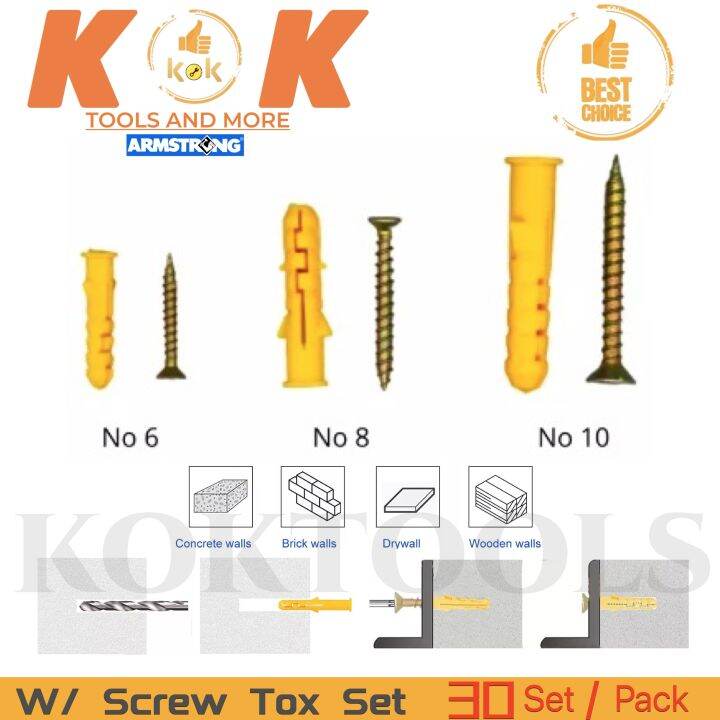 Tox Wall Plug W/ Stopper & Tax Pan Head Screw For Wood 1SET/PACK Tox ...