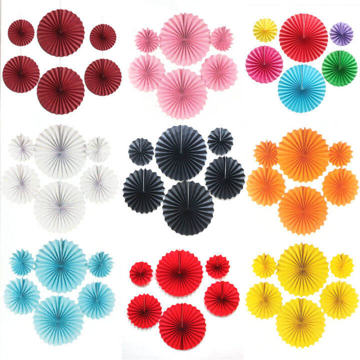 Hanging Paper Fan Set Tissue Paper Pom Poms Flower Fan and Honeycomb ...