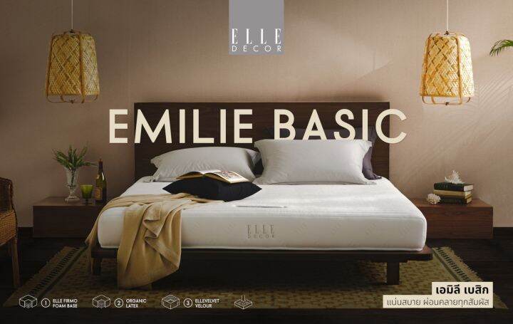 Elle Decor ที่นอนยางพาราแท้ สเปคแน่นสบาย รุ่น Emilie Basic หนา 8 นิ้ว ฟรีของสมนาคุณตามขนาดที่นอน ...
