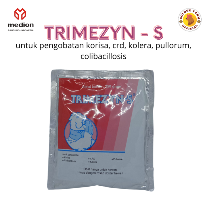 Trimezyn-S 250 gram Obat Hewan Ayam Unggas Kolera Korisa Colibacilosis ...