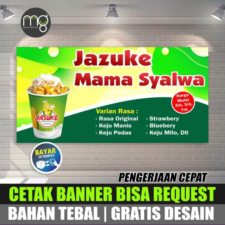Spanduk es Jazuke/ jasuke - es jagung susu keju - desain bisa custom ...