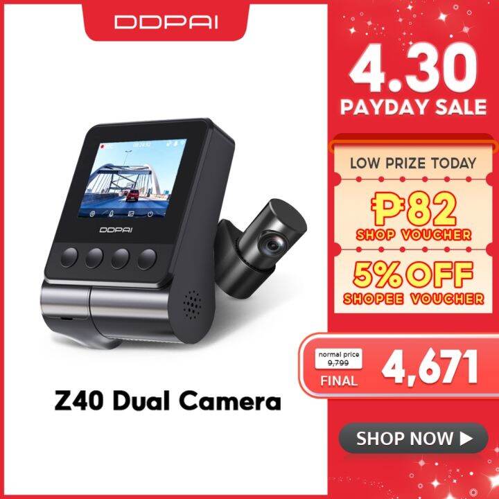 DDPAI Z40 Dash Cam 3K Dual Camera 1944p HD GPS Car Dashcam 140° 24 ...