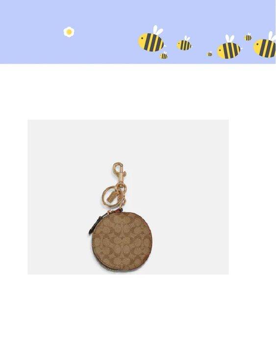 BEG00675: COACH Circular Coin Pouch Bag Charm In Signature Canvas (Gold ...