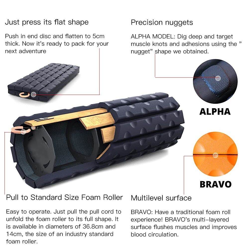 【HUhu】 Brazyn Morph Foam Roller (Alpha-Sage): Collapsible Travel Foam ...