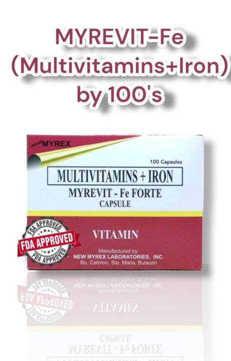 MYREVIT - FE FORTE (MULTIVITAMINS + IRON) by 100's Capsule | Lazada PH