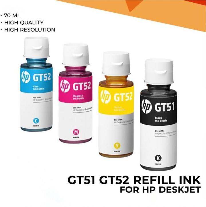 HP GT51/ GT53 and GT52 Original Ink Bottle Set of 4 Colors (Black,Cyan ...