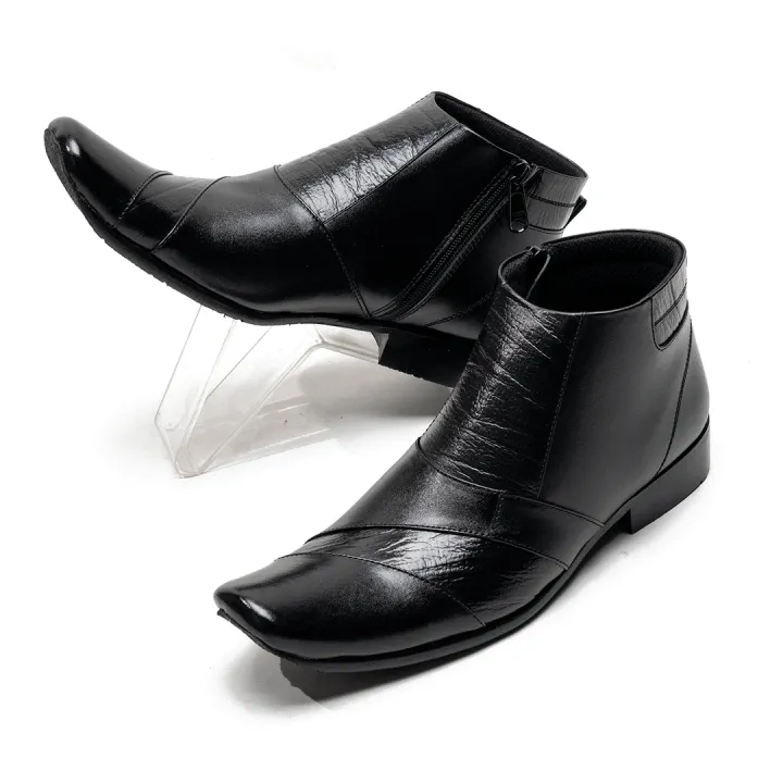 Sepatu Boot Formal Pria Warna Hitam 0322HT Boots Pantofel Kulit Zipper ...