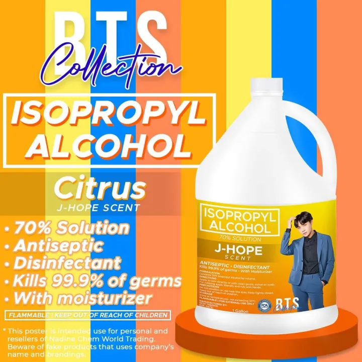 BTS JHOPE 1 GALLON 70% ISOPROPYL ALCOHOL WITH MOISTURIZER | Lazada PH