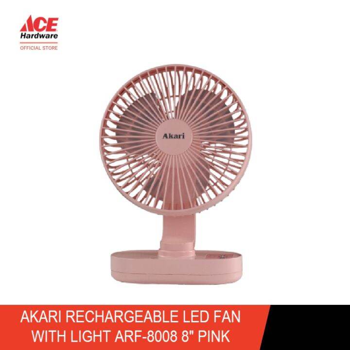 Akari Rechargeable LED Fan with Light ARF-8008 8" Pink | Lazada PH