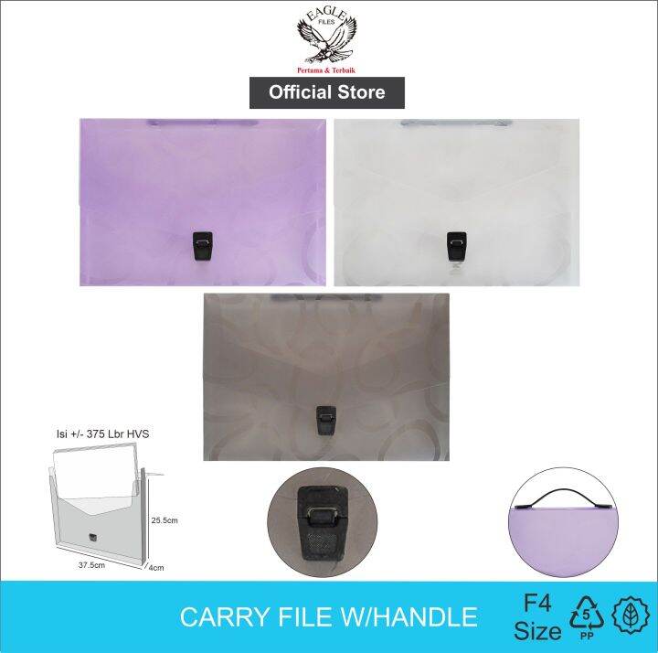 EAGLE Carry File Box With Handle Motif Oval / Map Plastik Tenteng F4 ...