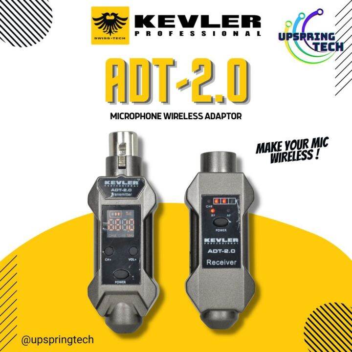 Kevler Professional UHF Wired to Wireless Microphone Mic Converter ADT ...