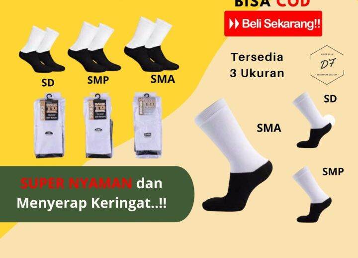 [1 Lusin] KAOS KAKI ANAK SEKOLAH SD SMP SMA HITAM PUTIH TAPAK HITAM NON ...