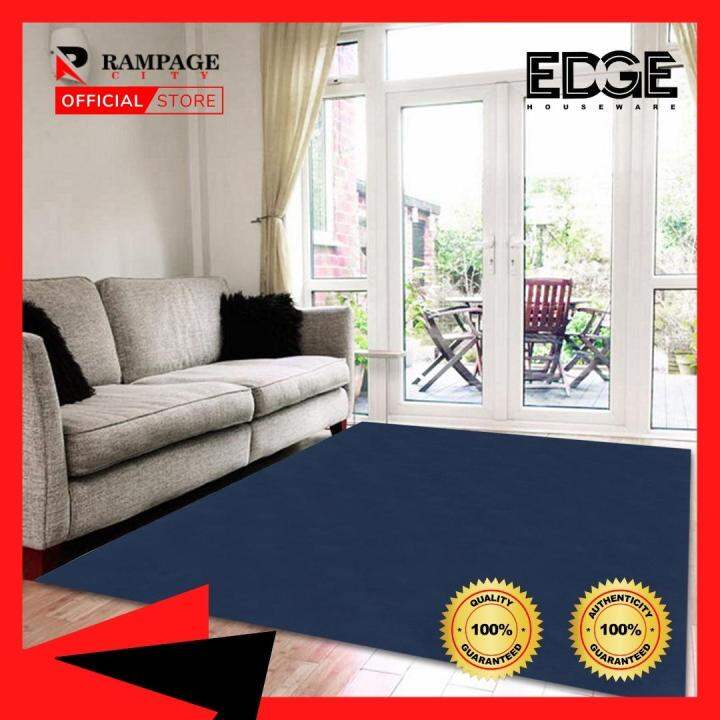 Edge - NAVY Fluffy Rug Carpet Contemporary Living & Bedroom Soft Rabbit ...