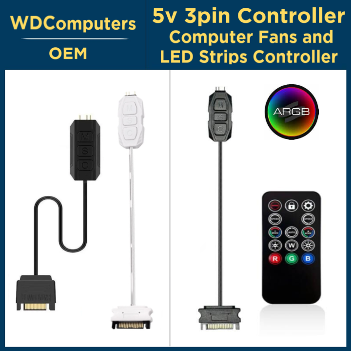 5V 3Pin SATA Power Supply Controller for Addressable RGB Fan LED Light ...