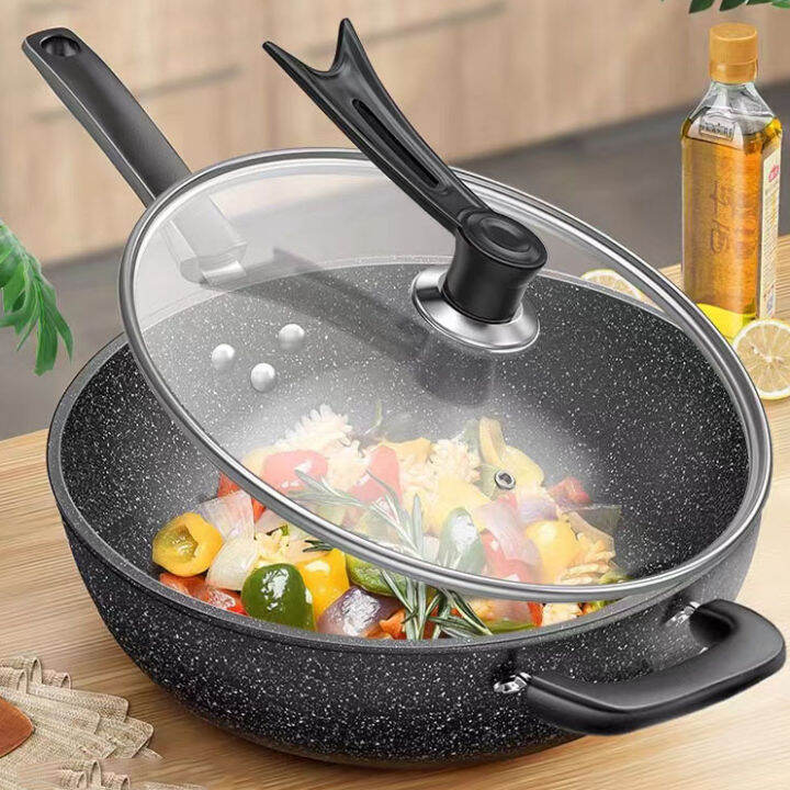iuu32CM Non-stick wok pan high-quality medical stone Wok pan 3 layers ...