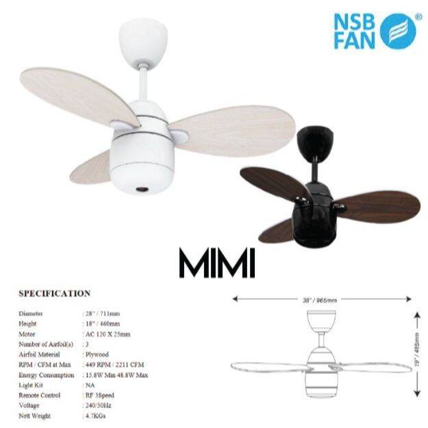 NSB MIMI 28" REMOTE CEILING FAN(SMALLEST FAN) | Lazada