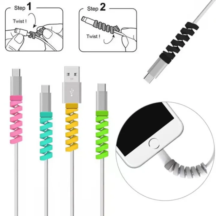 Data Cable Protection Ring Silicone Spiral High-elasticity Anti-break ...