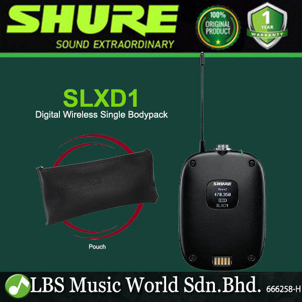 Shure SLXD1 Digital Wireless Single Bodypack Mic Transmitter with On ...
