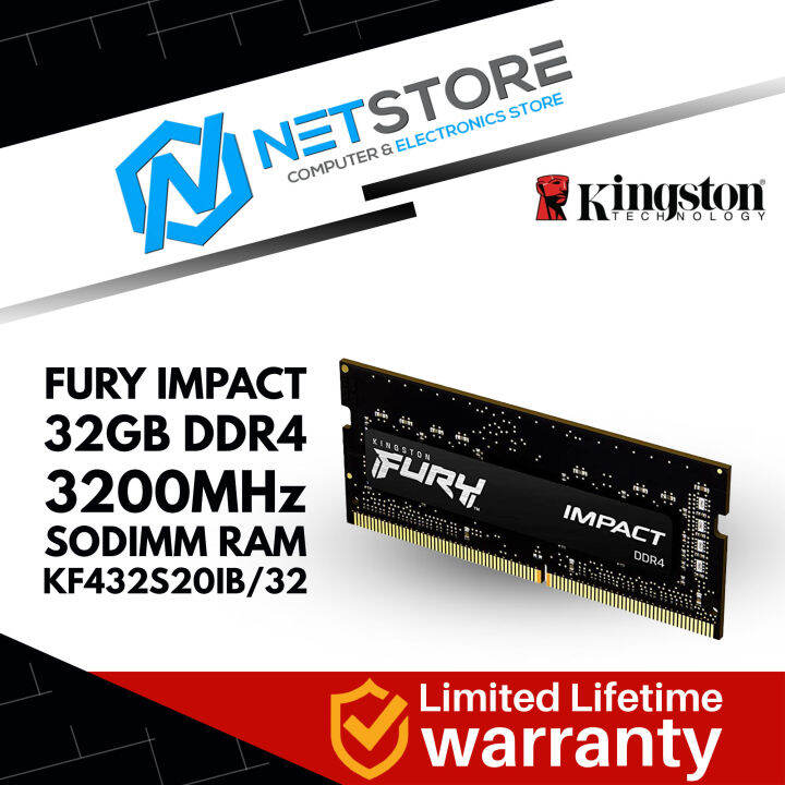 KINGSTON FURY IMPACT 32GB DDR4 3200MHz SODIMM RAM - KF432S20IB/32 | Lazada