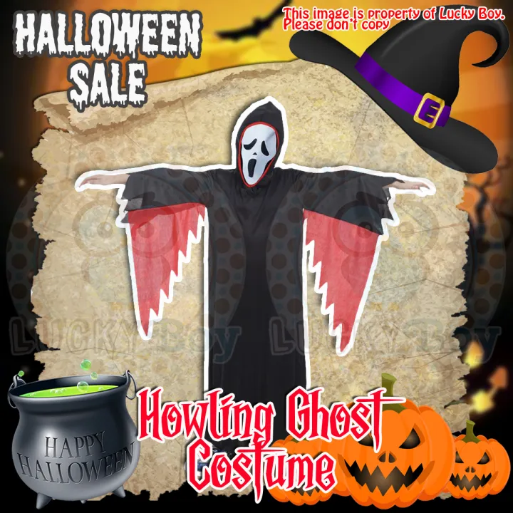 Howling Ghost Kids Scary Halloween Costume for Kids Complete Set ...