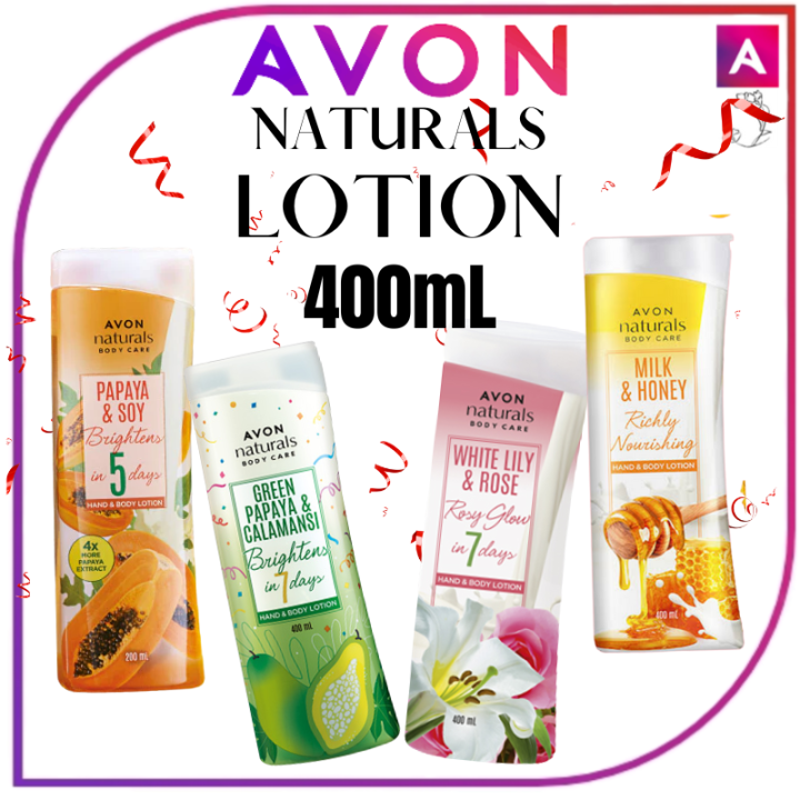 AVON NATURALS BODY CARE HAND AND BODY LOTION 400ml ( Papaya Soy - Milk ...