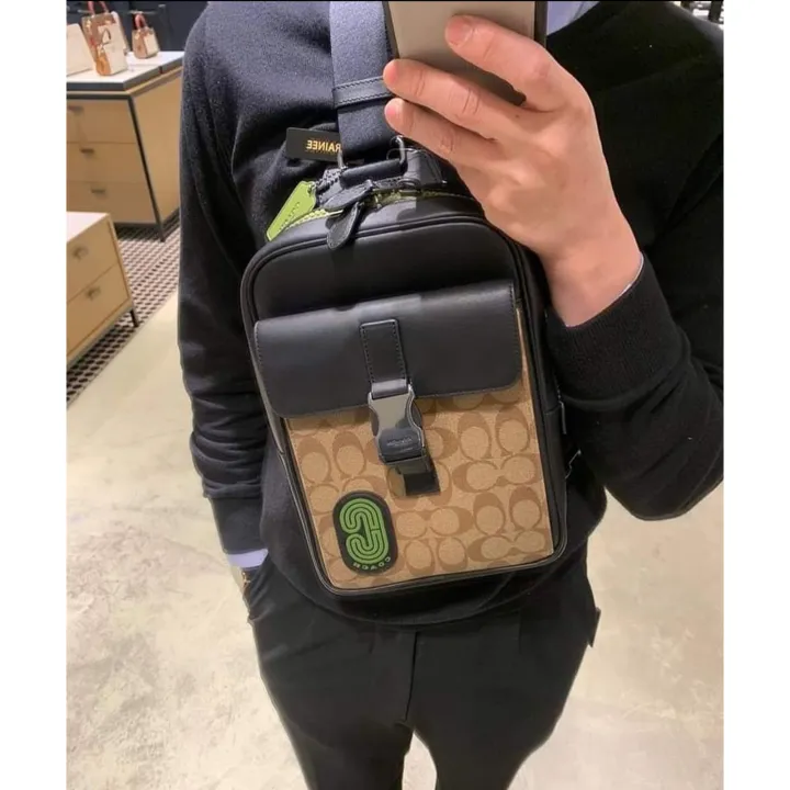 Coach Track Pack In Signature Canvas With Coach Patch CC017 - Khaki ...