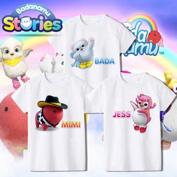 Badanamu เสื้อเชิ้ตสำหรับเด็กแขนสั้นสีขาวสำหรับฤดูร้อนเสื้อยืดเด็กหญิง ...