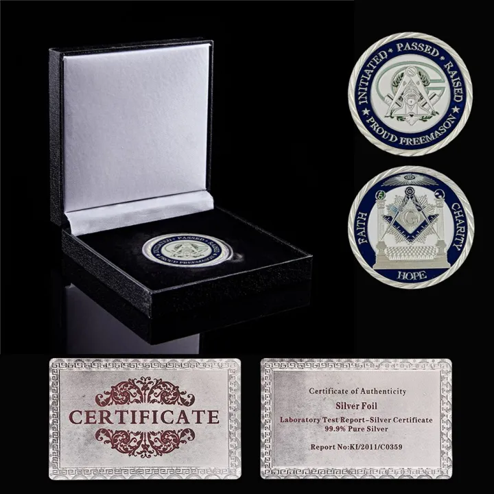 Freemason Masonic Lodge Masonic Symbols Token Silver Collectible Coin W ...