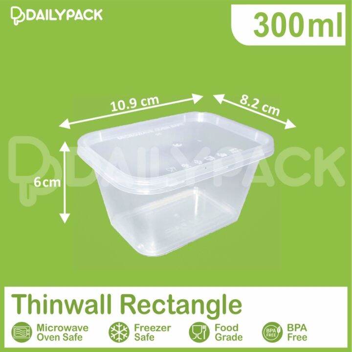 Thinwall Rectangle 300ml Tutup Persegi Panjang Kotak Makan