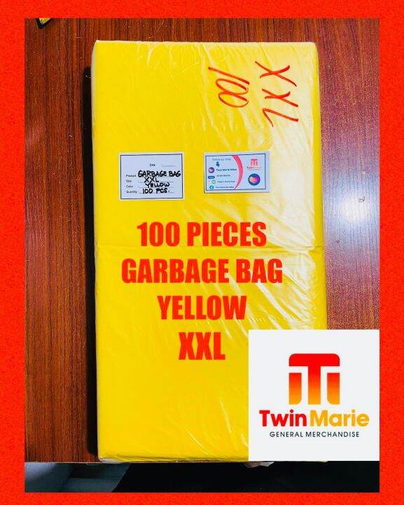 YELLOW TRASH BAG XXL (100 pieces) (37x40) .001 thickness 18.5x18.5x40 ...