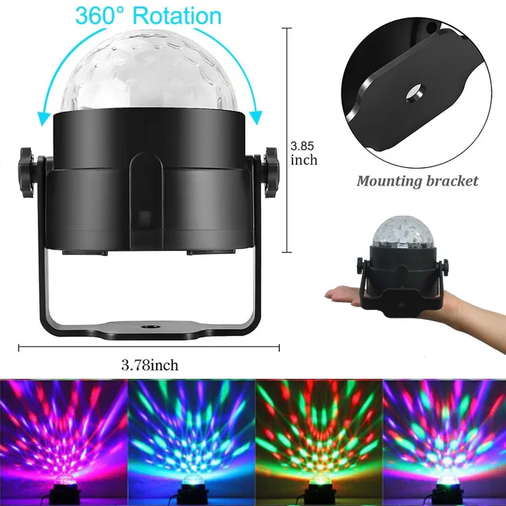 【Ready Stock】RGB USB Sound Control Rotating Magic Ball LED Stage Light ...