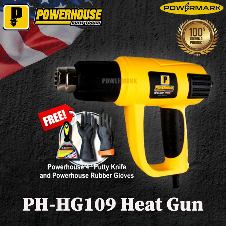 POWERHOUSE PH-HG109 Heat Gun with FREE Powerhouse Rubber Gloves and ...