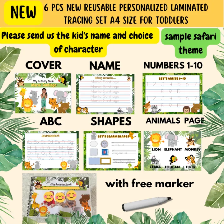 NEW 6pcs Reusable A4 laminated Personalized/Customized Tracing set ...