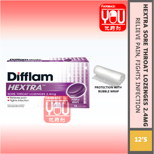 [YOU PHARMACY] DIFFLAM HEXTRA™ SORE THROAT LOZENGES 2.4MG 12'S PURPLE ...