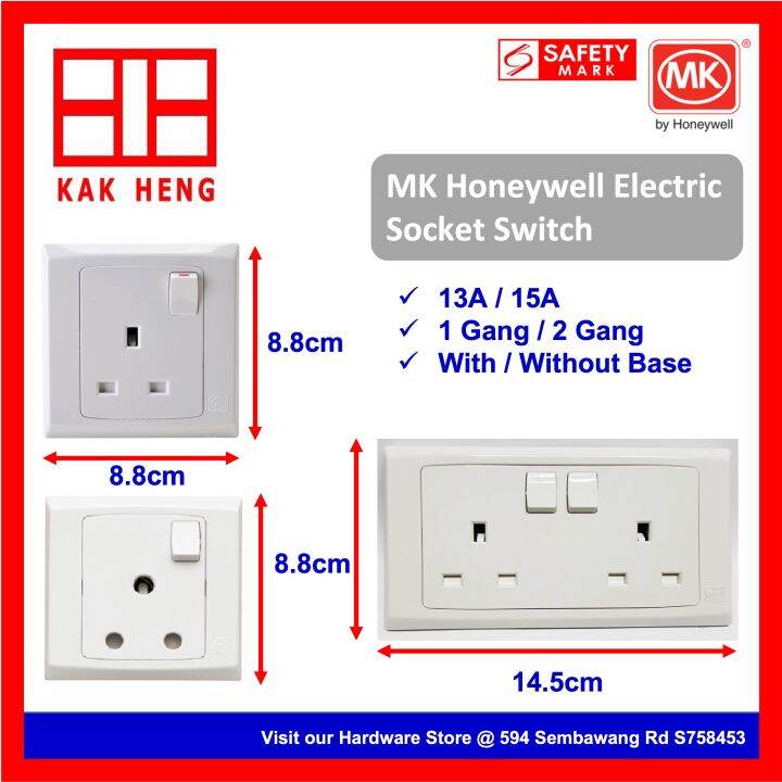 MK Honeywell 13A 15A Single Double Electric Socket Switch 1 Gang 2 Gang ...